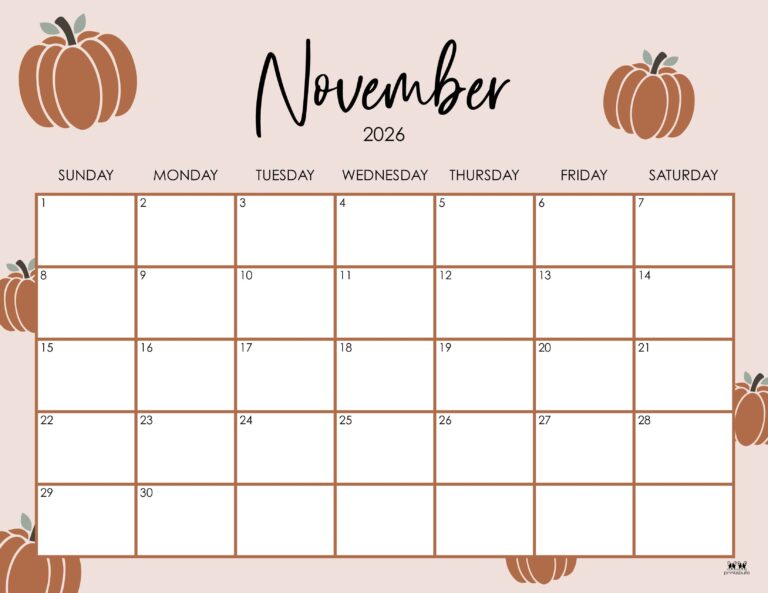 November 2026 Calendars - 150 FREE Printables | Printabulls