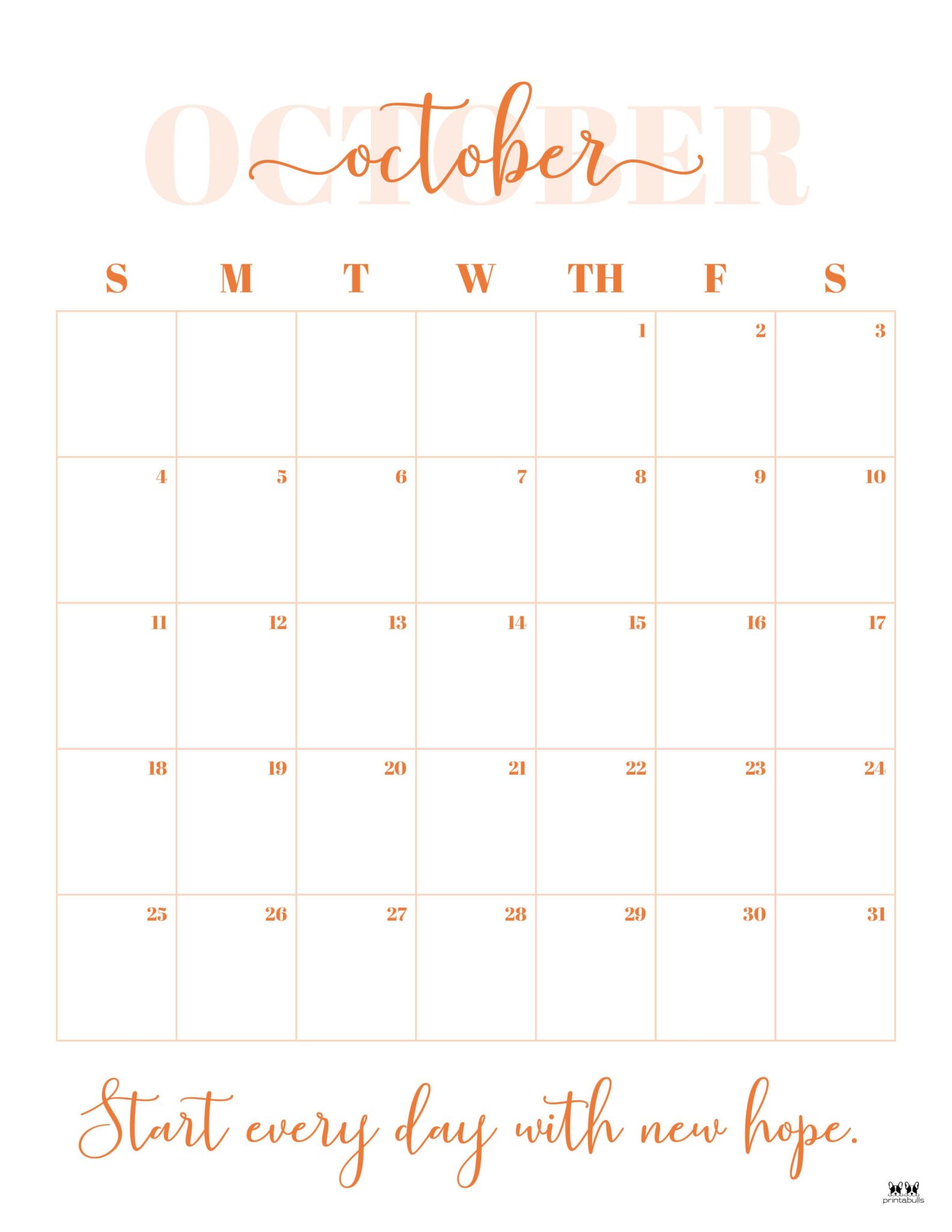 October 2026 Calendars - 150 FREE Printables | Printabulls