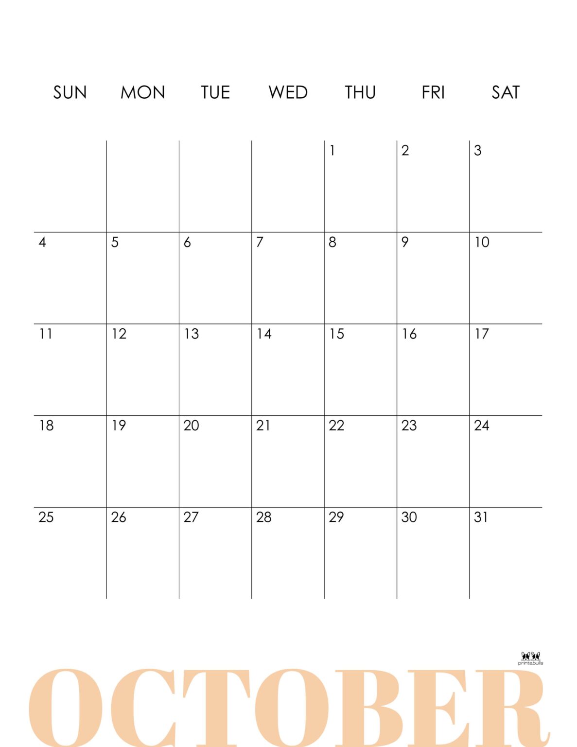 October 2026 Calendars - 150 FREE Printables | Printabulls
