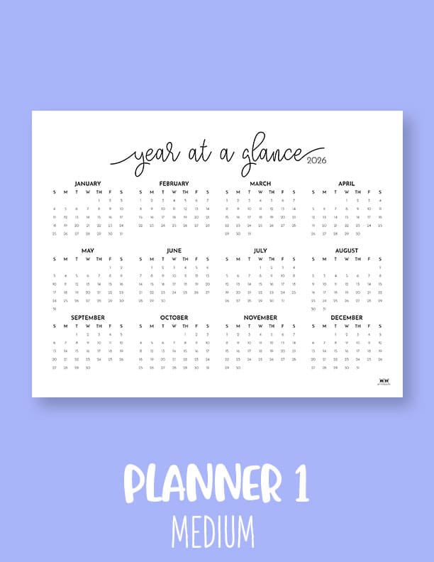 Yearly Calendar Planner Pages - FREE 2026 Pages | Printabulls