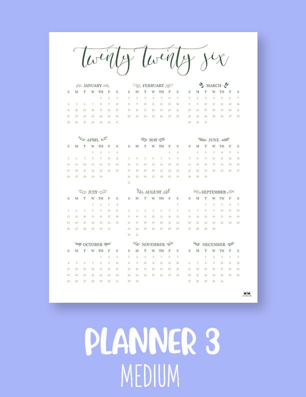 Yearly Calendar Planner Pages - FREE 2026 Pages | Printabulls