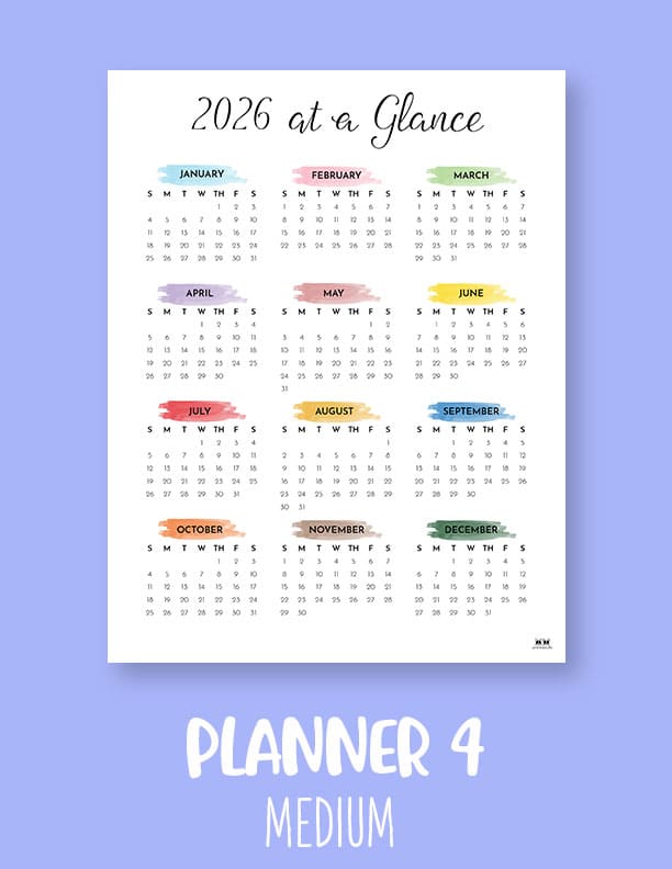 Yearly Calendar Planner Pages - FREE 2026 Pages | Printabulls