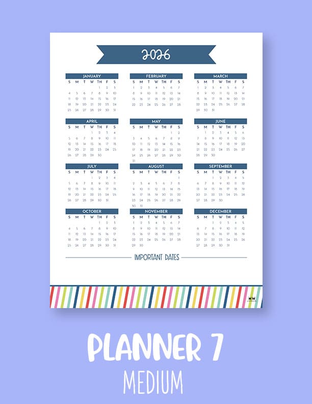 Yearly Calendar Planner Pages - FREE 2026 Pages | Printabulls