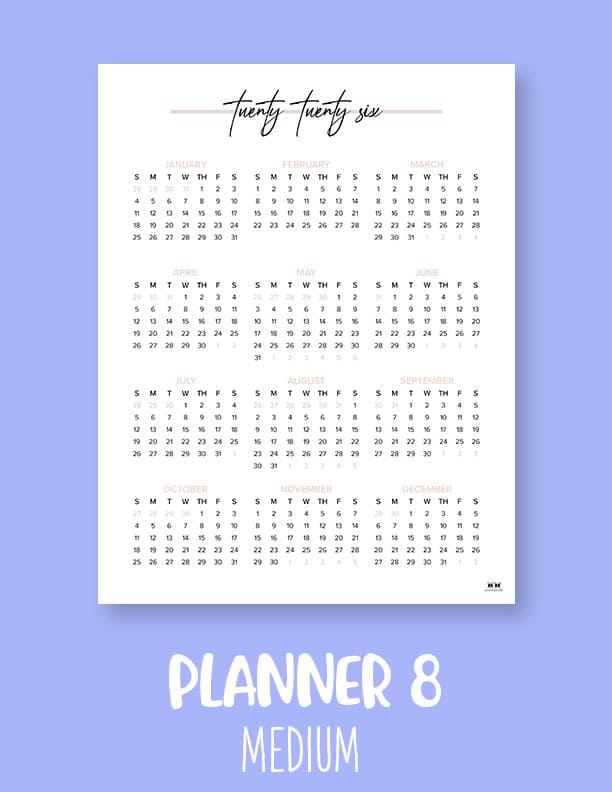 Yearly Calendar Planner Pages - FREE 2026 Pages | Printabulls
