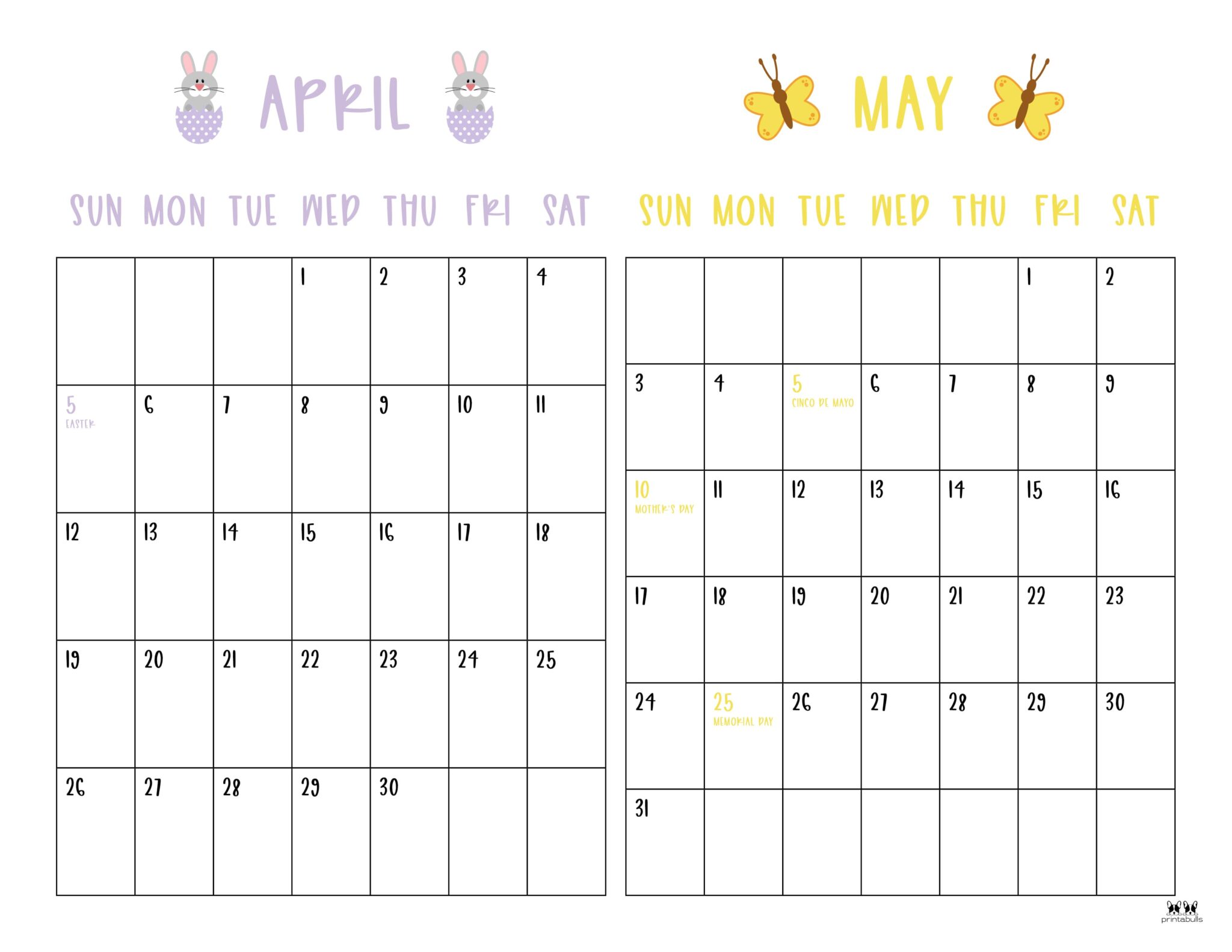 2026 Two Month Calendars - 84 FREE Printables | Printabulls