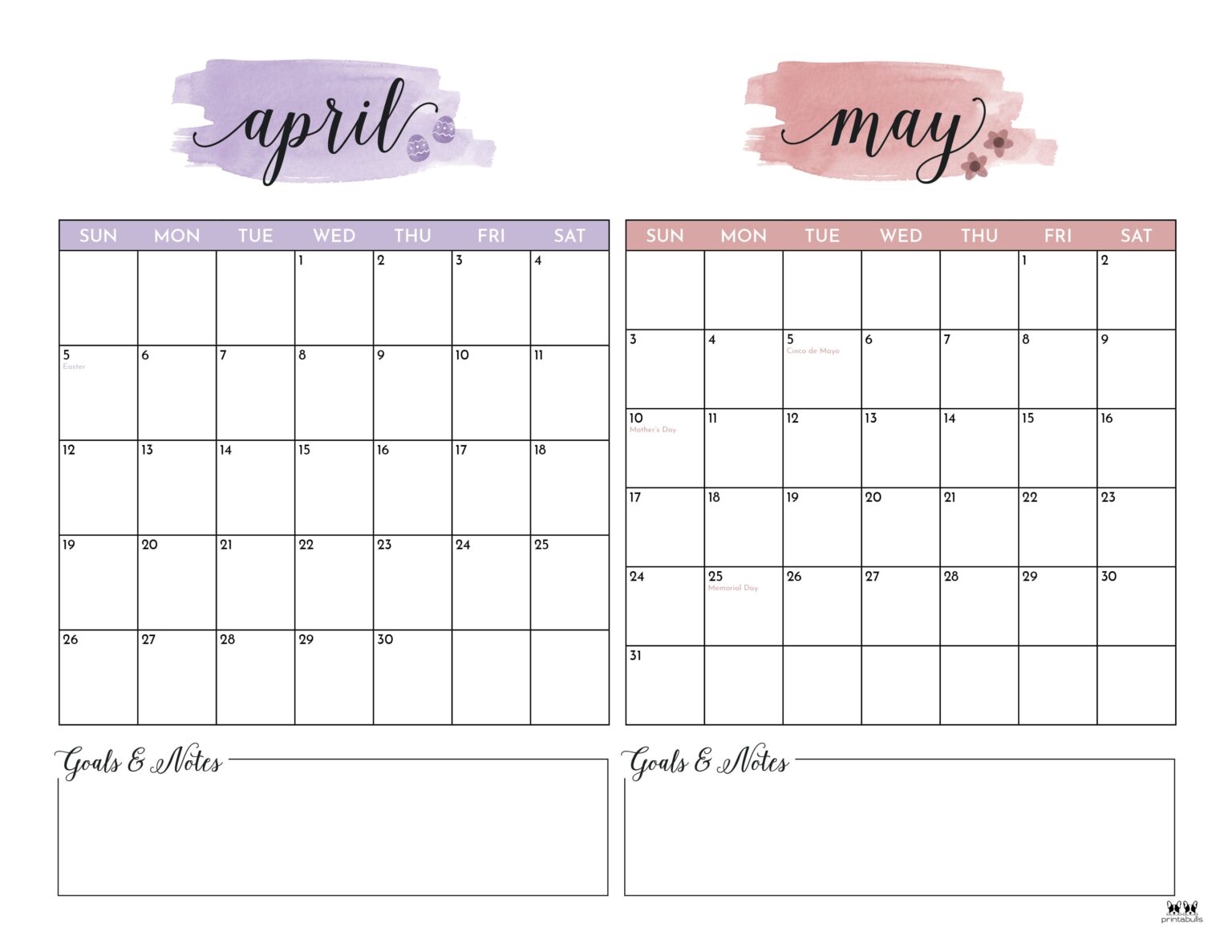 2026 Two Month Calendars - 84 FREE Printables | Printabulls