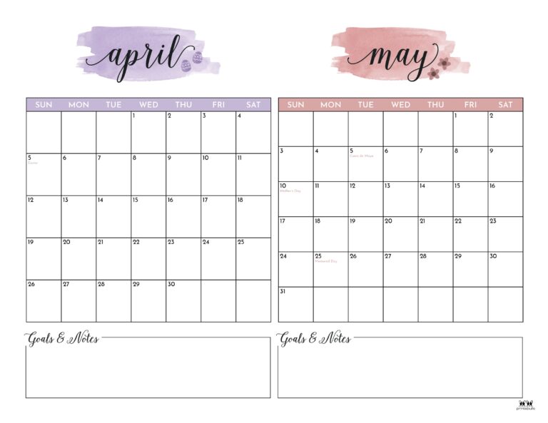 2026 Two Month Calendars - 84 FREE Printables | Printabulls