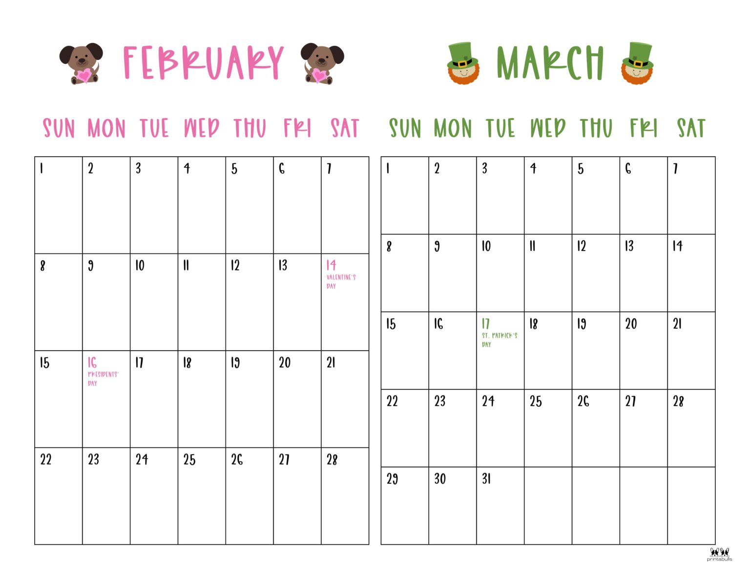 2026 Two Month Calendars - 84 FREE Printables | Printabulls