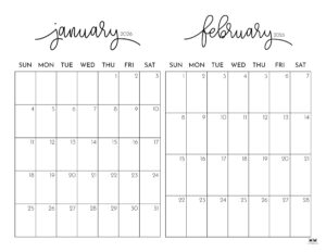 2026 Two Month Calendars - 84 FREE Printables | Printabulls