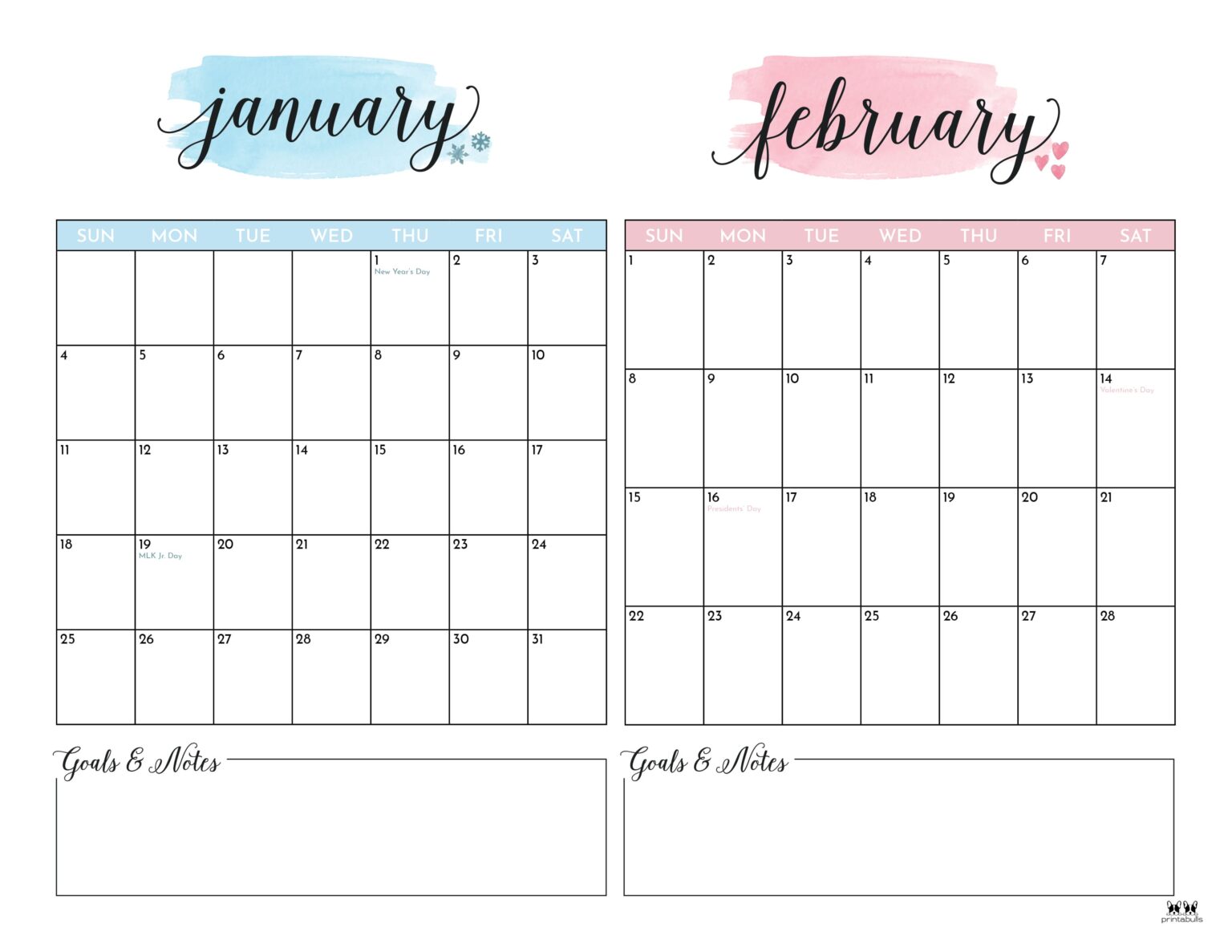 2026 Two Month Calendars - 84 FREE Printables - PrintaBulk