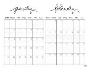 2026 Two Month Calendars - 84 FREE Printables | Printabulls