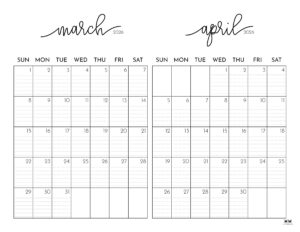 2026 Two Month Calendars - 84 FREE Printables | Printabulls