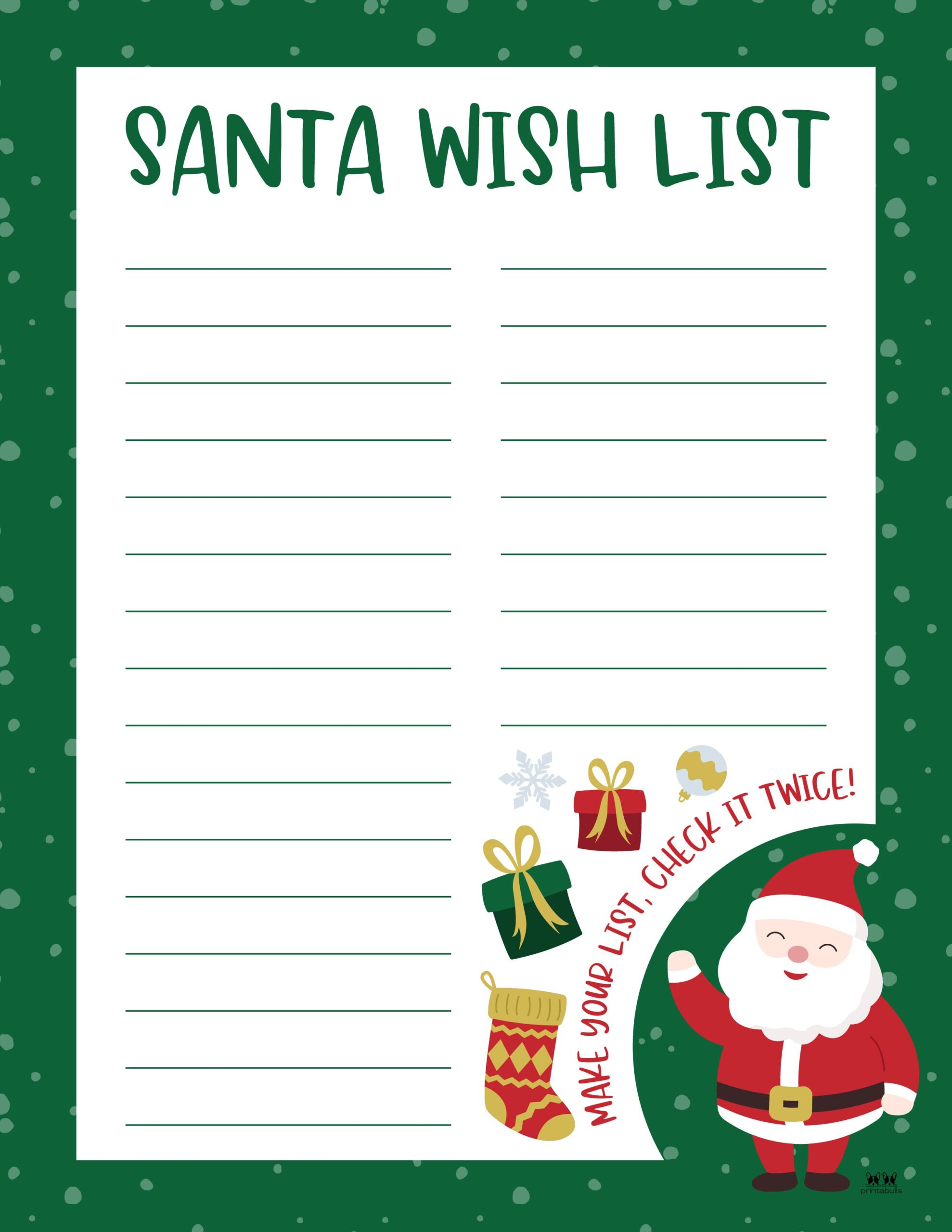 Printable Christmas Lists - 50 FREE Printables | Printabulls