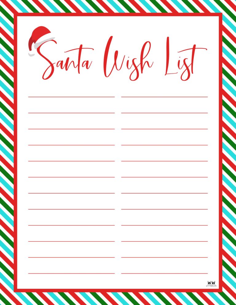 Printable Christmas Lists - 50 FREE Printables | Printabulls