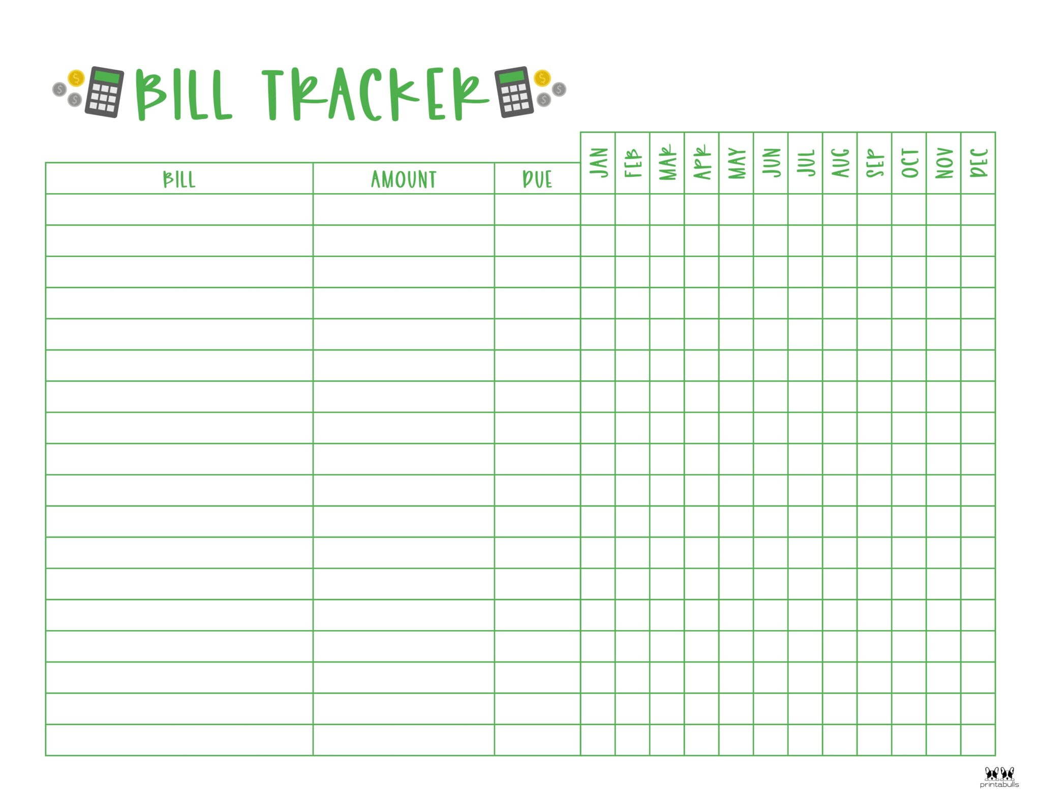 Monthly Bill Organizers - 23 Free Printables | Printabulls