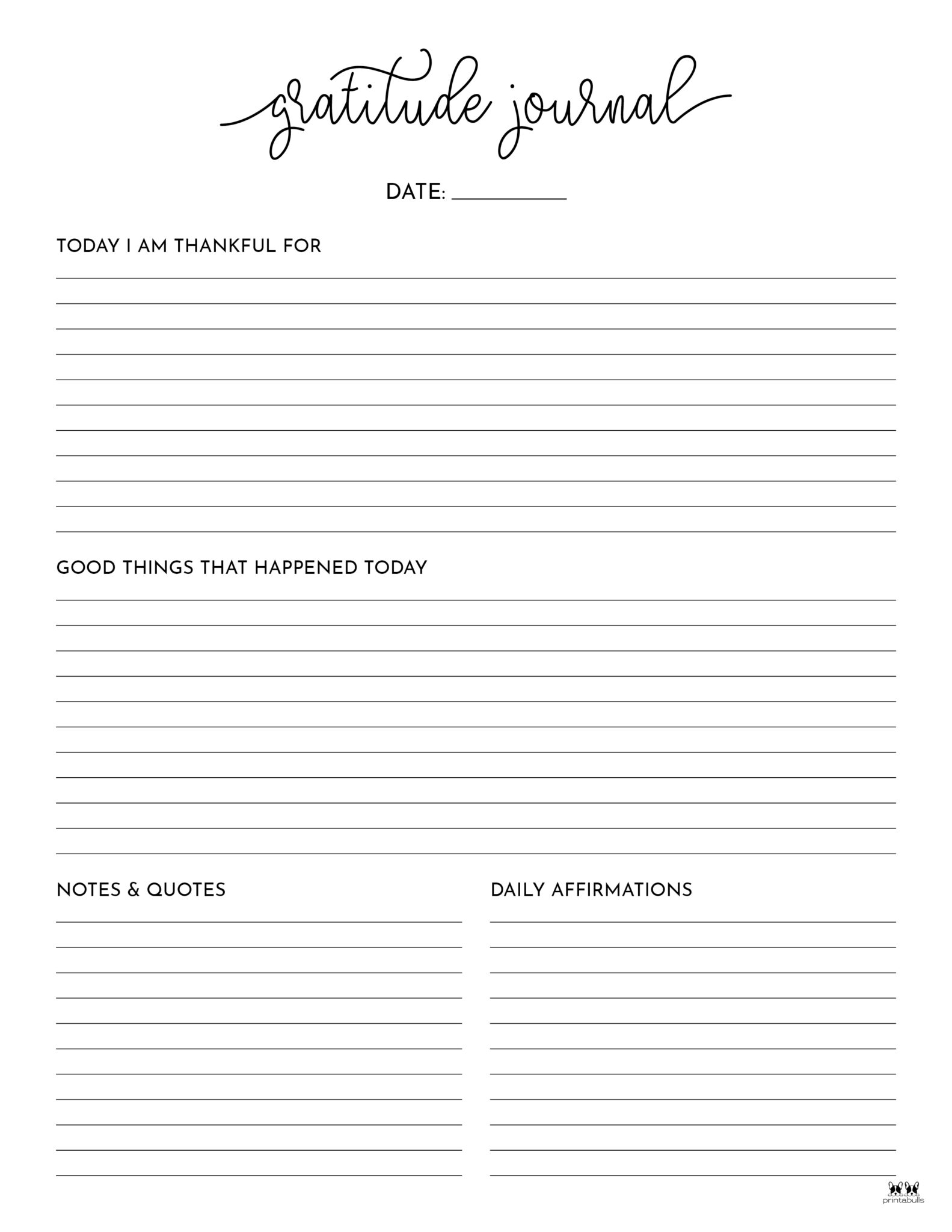 Gratitude Journal Templates - 23 FREE Printables | Printabulls