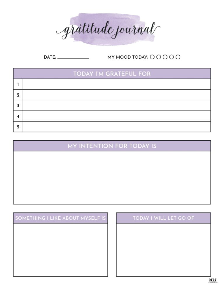 Gratitude Journal Templates - 23 FREE Printables | Printabulls