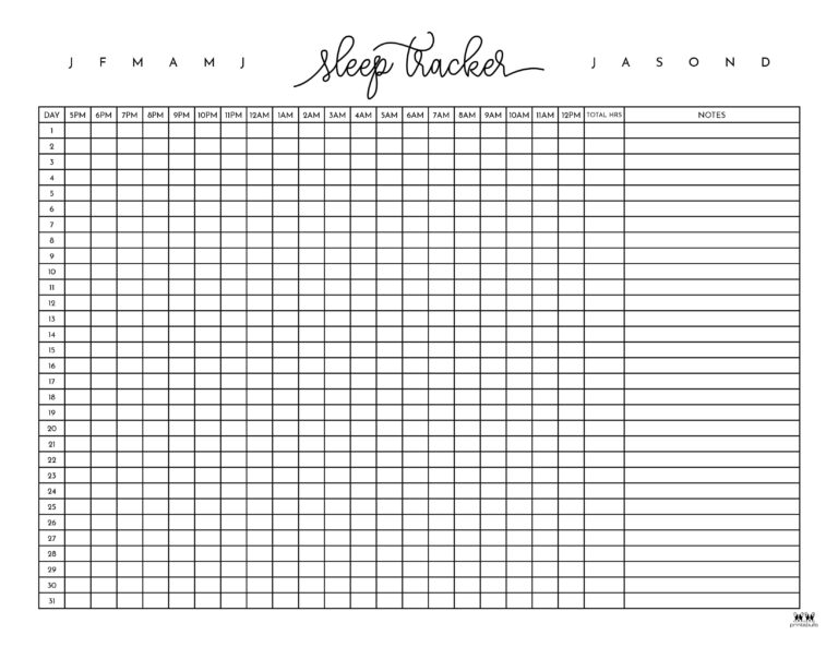 Sleep Trackers - 17 FREE Printables | Printabulls