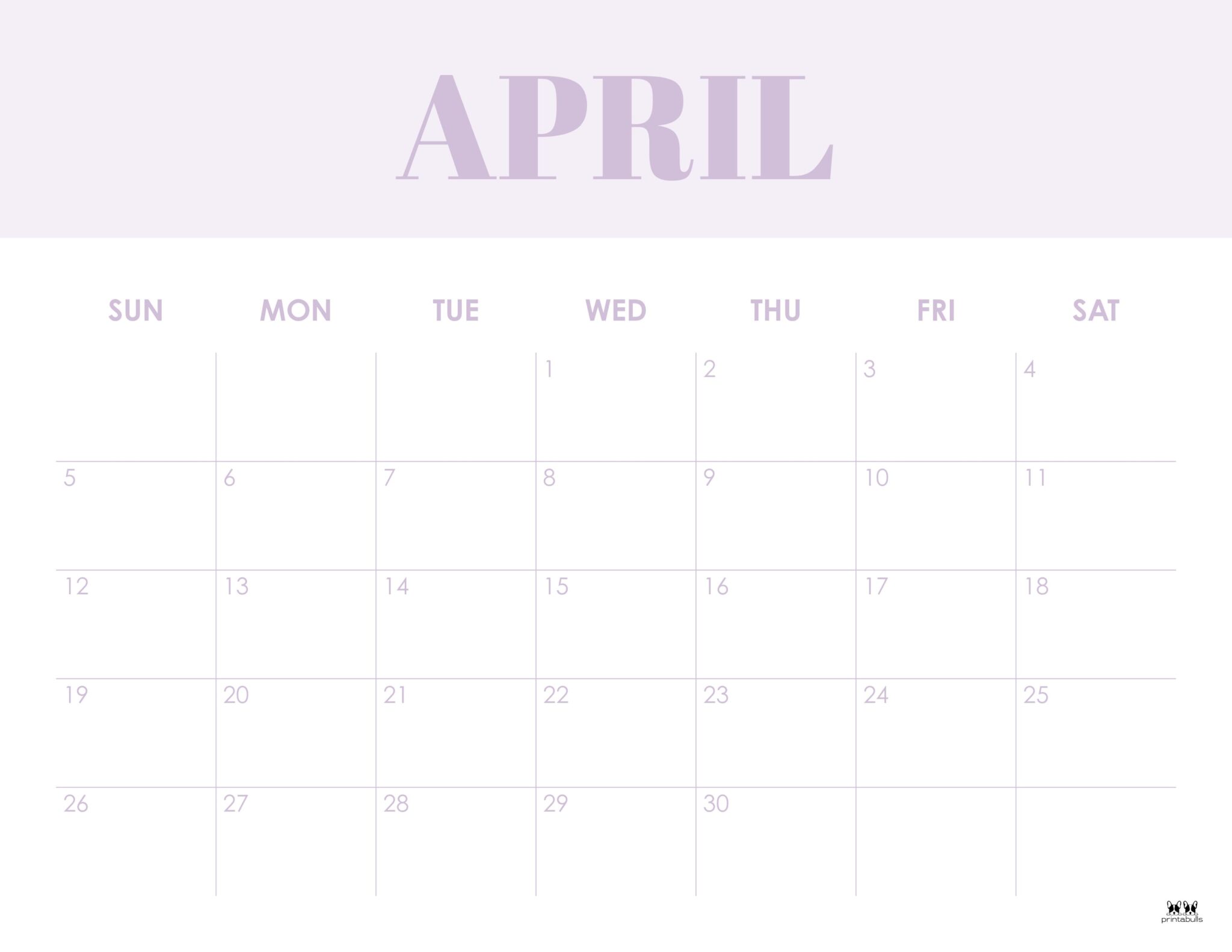 April 2026 Calendars - 150 FREE Printables | Printabulls