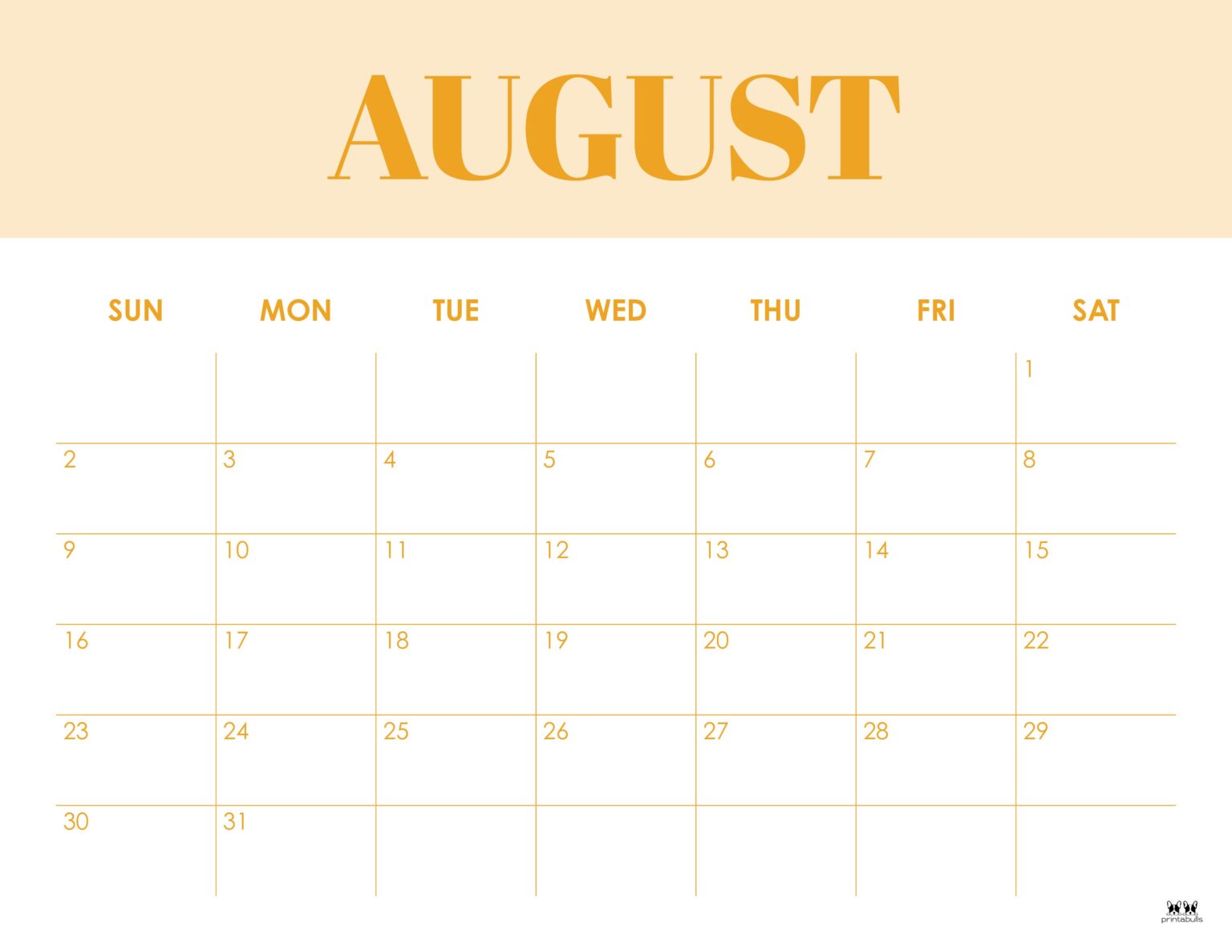 August 2026 Calendars - 150 FREE Printables | Printabulls