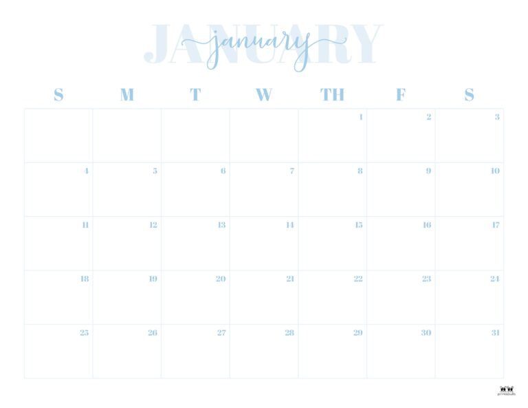 January 2026 Calendars - 150 FREE Printables | Printabulls