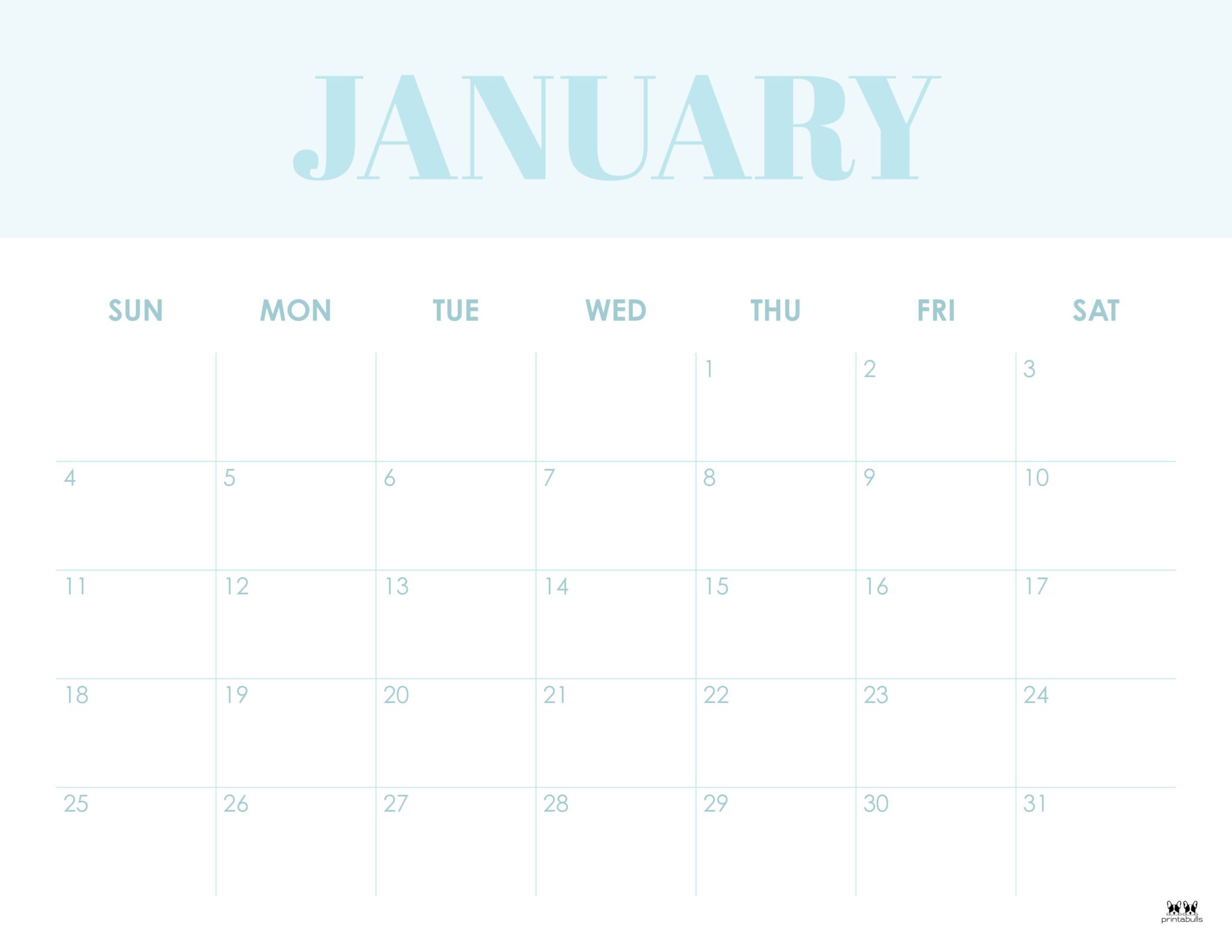 January 2026 Calendars - 150 FREE Printables | Printabulls