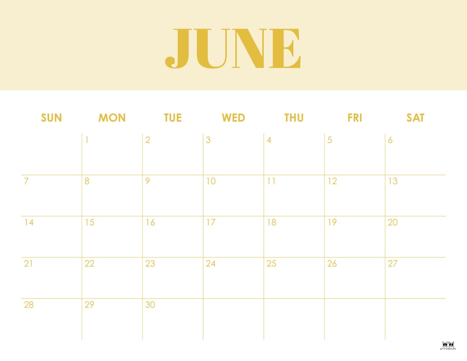 June 2026 Calendars - 150 FREE Printables | Printabulls