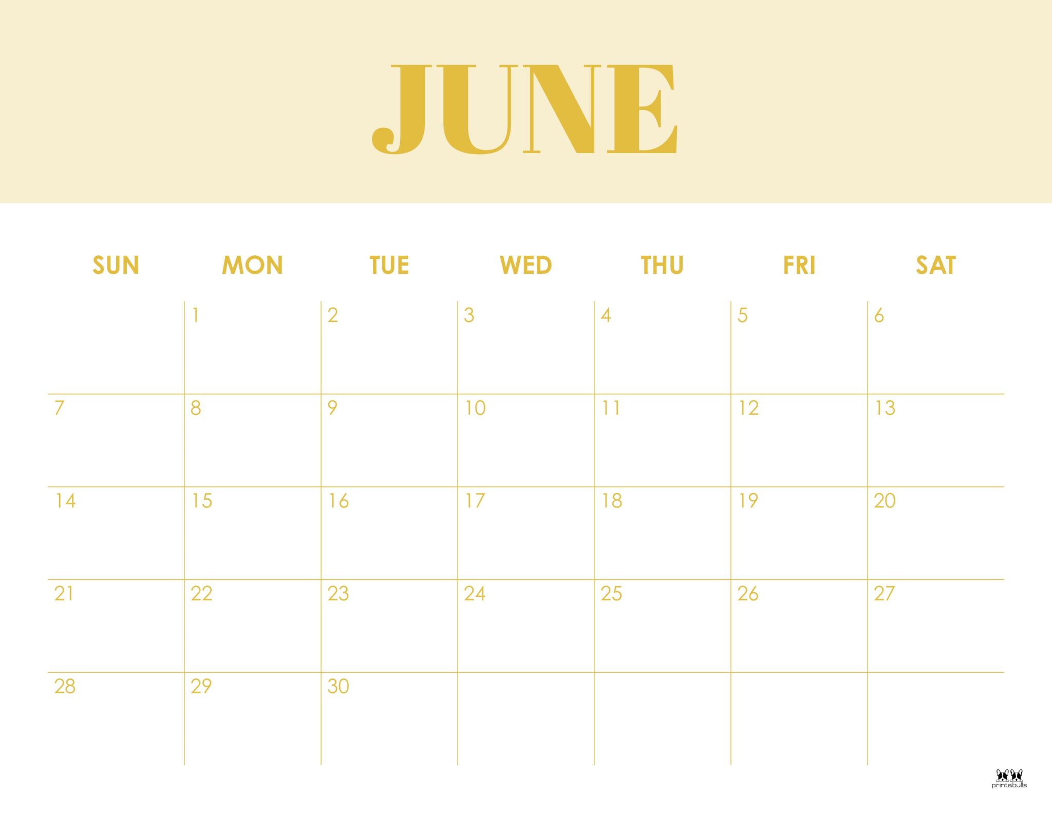 June 2026 Calendars - 150 FREE Printables | Printabulls