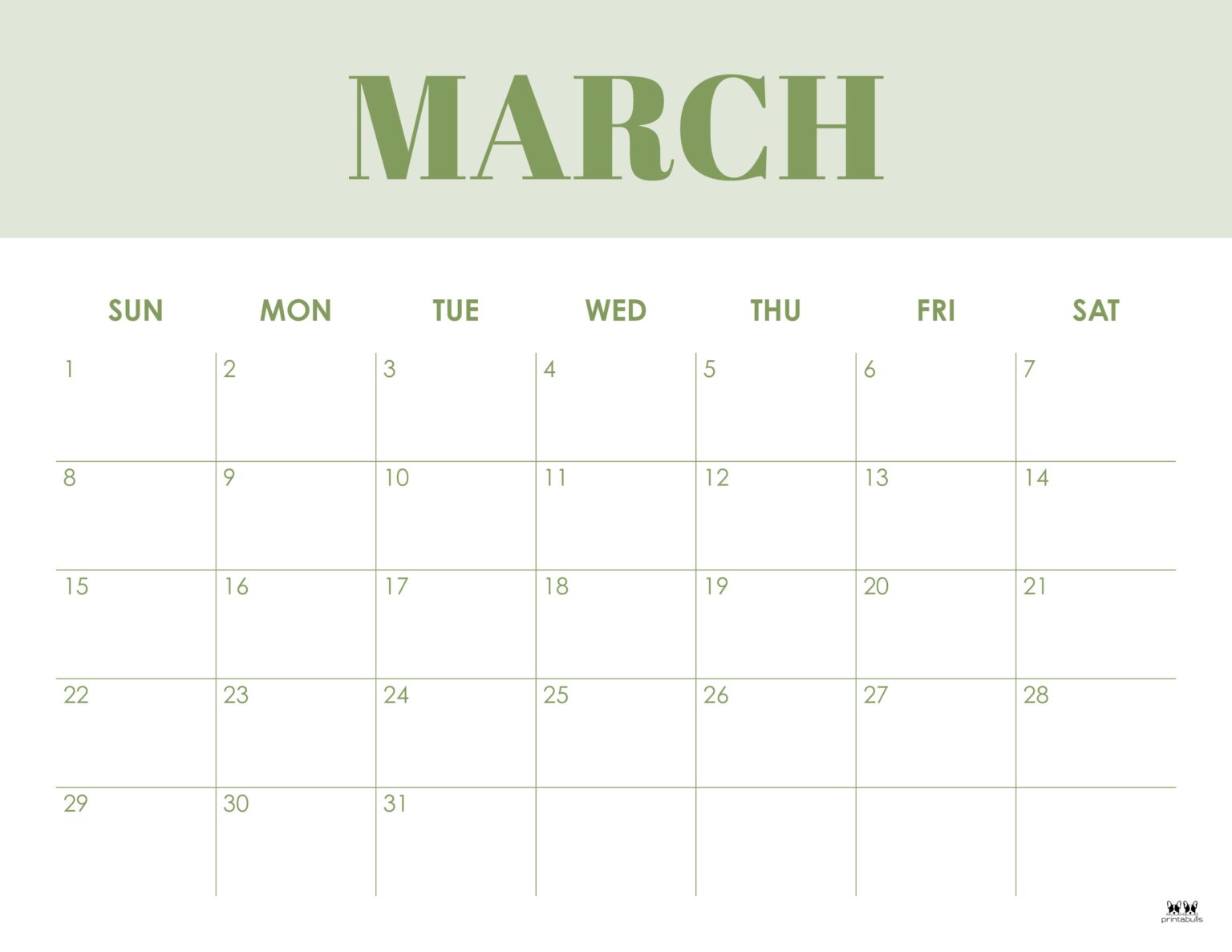 March 2026 Calendars - 150 FREE Printables | Printabulls