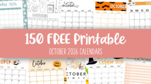 October 2026 Calendars - 150 FREE Printables | Printabulls