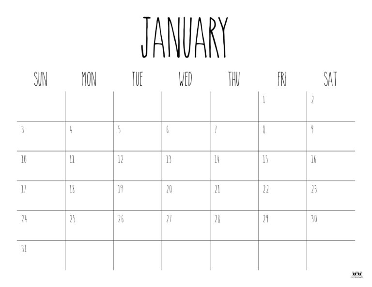 January 2027 Calendars - 150 FREE Printables | Printabulls