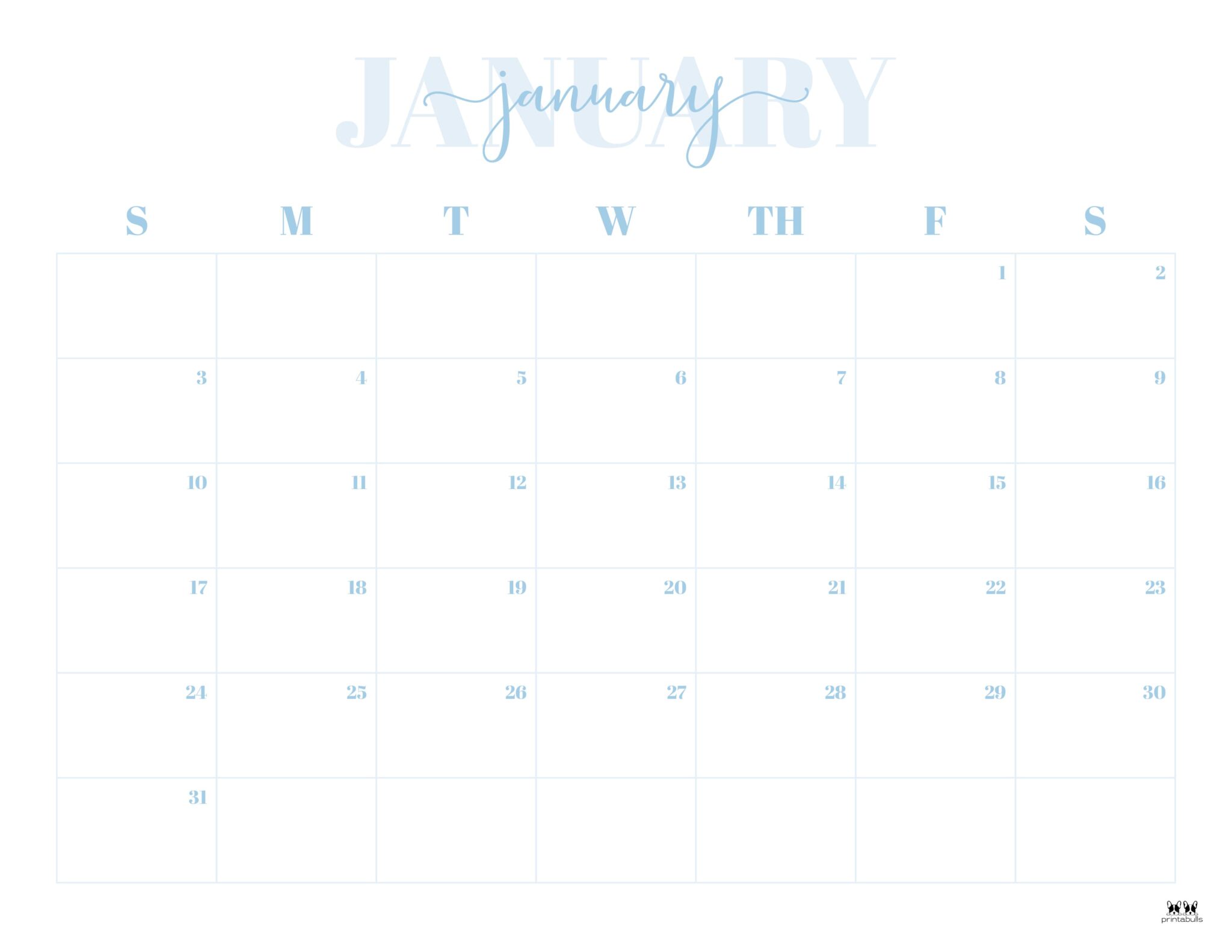 January 2027 Calendars - 150 FREE Printables | Printabulls