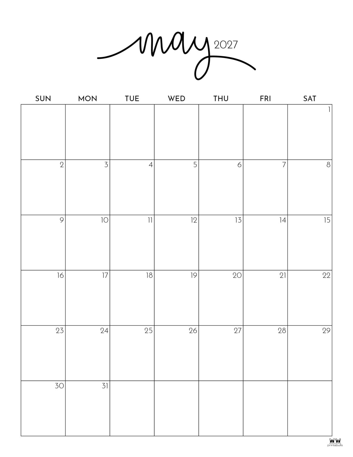 May 2027 Calendars - 150 FREE Printables | Printabulls